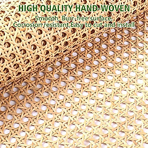 18" Width Cane Webbing, Natural Rattan Webbing for Caning Projects, Woven Open Mesh Cane for Furniture, Chair, Cabinet, Ceiling