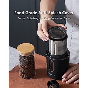 DmofwHi Cordless Coffee Grinder Electric, USB Rechargeable Coffee Bean Grinder with 304 Stainless Steel Blade and Removable Bowl-Black