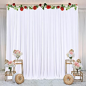 10ft x 10ft White Backdrop Curtains Panels for Party Wrinkle Free Fabric Backdrop Drapes Decorations Cloth for Wedding Baby Shower Photography Engagement Bridal Shower Gender Reveal Background Curtain