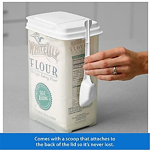 Buddeez Flour and Sugar Container All Purpose Kitchen Organization and Storage Unit, 4 Quart, White