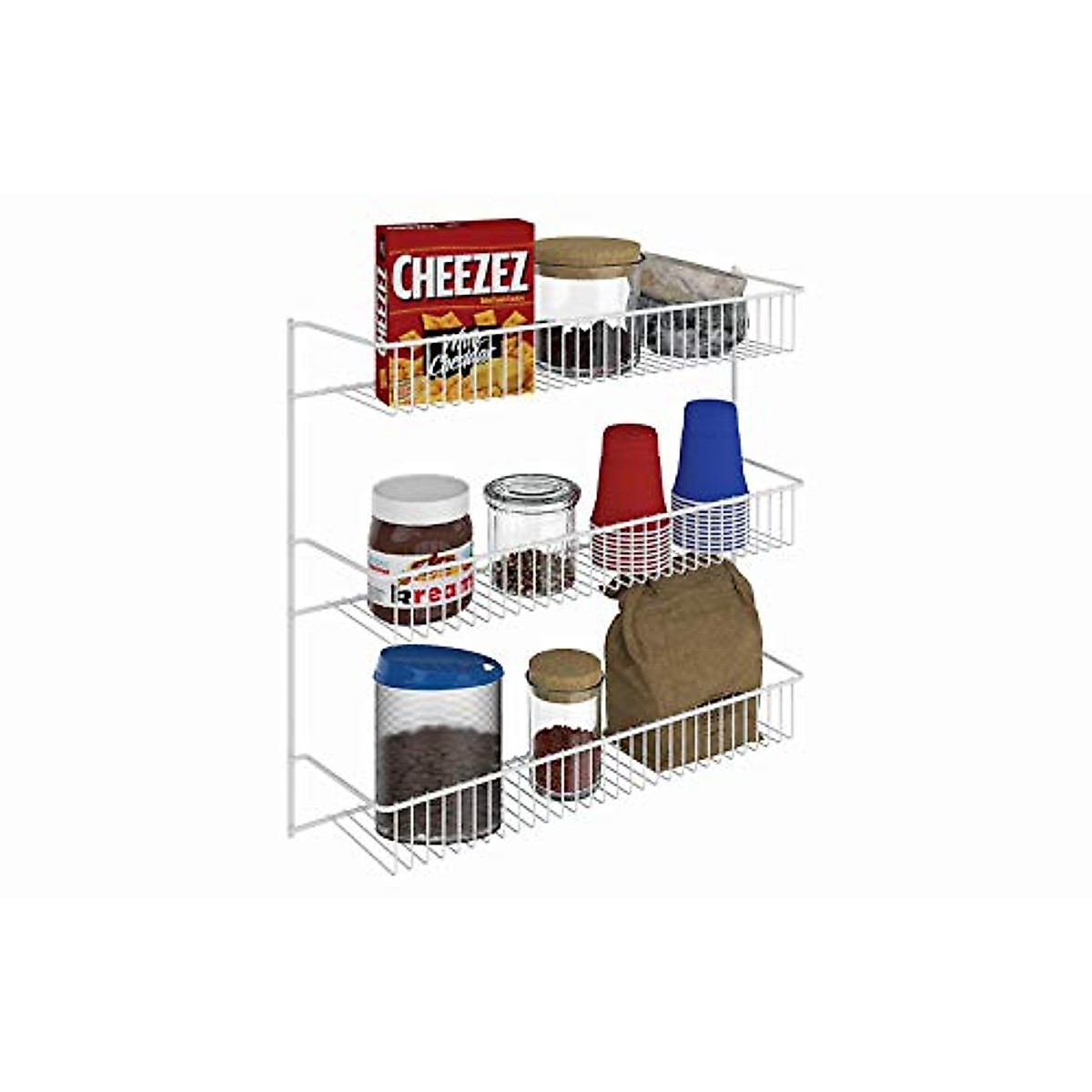 ClosetMaid 3-Tier Hanging Wall Mounted Metal Rack for Spices, Shelf Storage, Pantry Organization, Laundry, Kitchen, Bathroom, White, 8022 , 18-Inch Wide