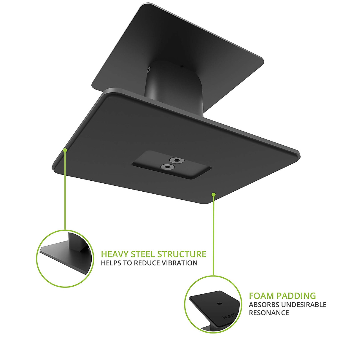 Kanto SP6HD Desktop Speaker Stands for Medium/Large Bookshelf Speakers & Mid-Size/Full-Size 4”-7” Studio Monitors | 6" Tall | Black | Pair