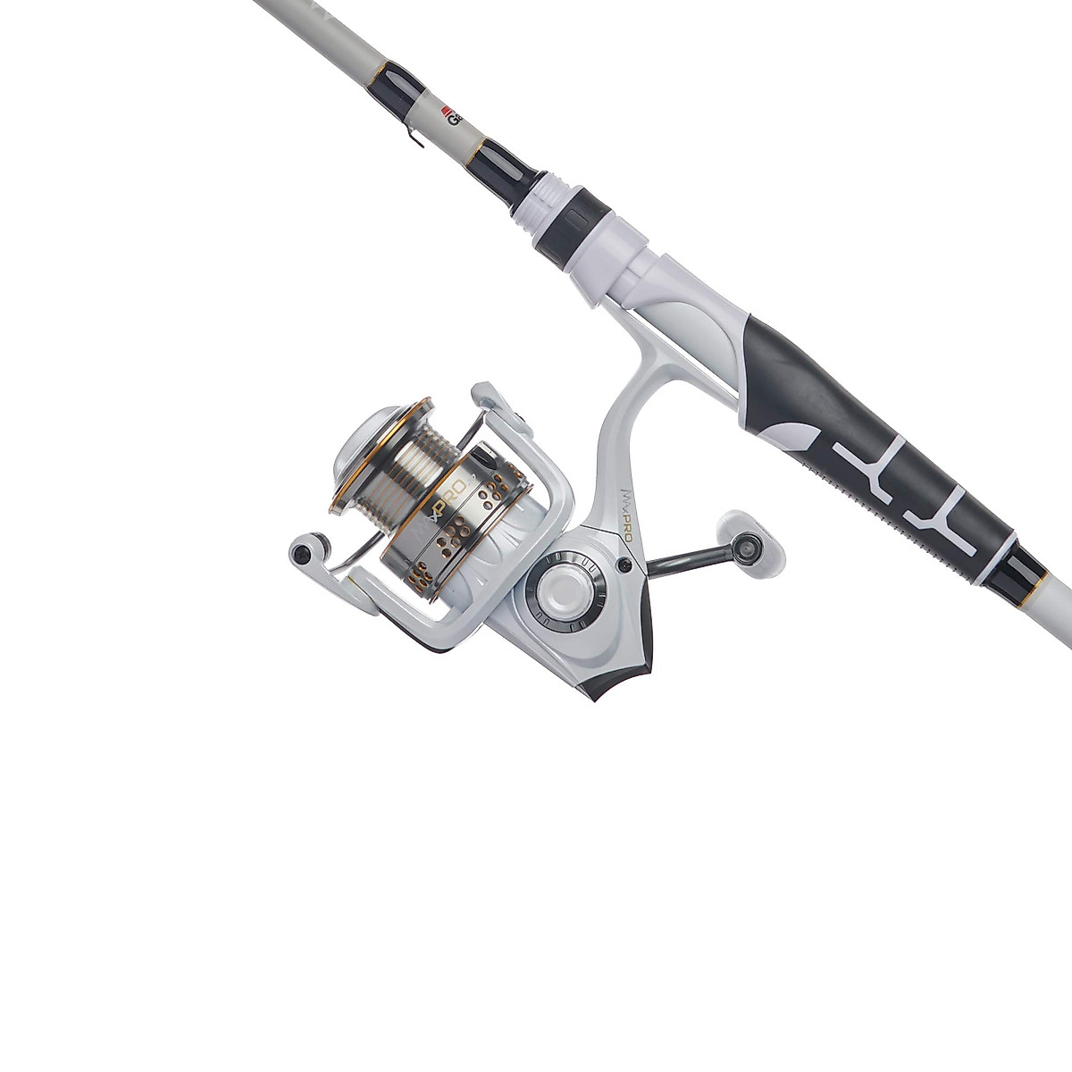 Abu Garcia 6’6” Max Pro Fishing Rod and Reel Spinning Combo, 6 +1 Ball Bearings with Lightweight Graphite Body & Rotor, Extra Durable Everlast Bail System,Grey