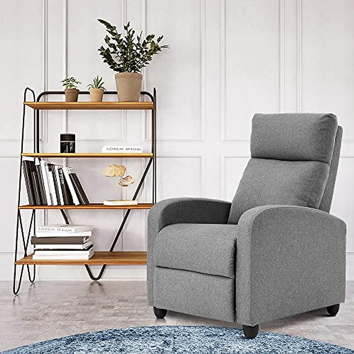 Fabric Massage Recliner Chair Living Room Chair Adjustable Home Theater Seating Winback Single Recliner Sofa Chair Lazy Boy Recliner Padded Seat Push Back Recliners Full Body Armchair for Living Room