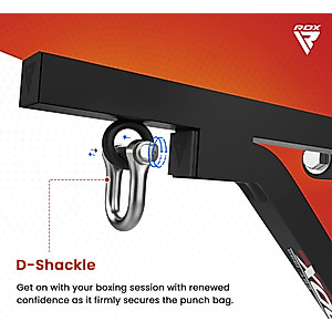RDX Punching Bag Bracket Wall Mount Hanger, Iron Hook D-shackle Heavy Duty powder coated steel Hanging Stand, Home Boxing MMA Training Gym Fitness Indoor Outdoor Workout, 37CM Length, Holds Upto 130lb