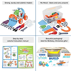 Toy Pal 7in1 STEM Toys for 6 7 8+ Year Old Boys Girls - 163 Pcs Engineering Construction Building Educational Toy for Boys Age 6-8 | STEM Activities Fun Birthday Gift