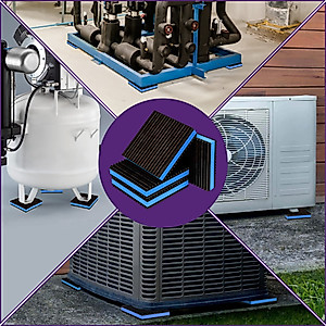 Mxclimate Anti Vibration Pads, Rubber-EVA Vibration Dampeners 4" x 4" x 7/8" Isolation Pad for Air Compressor,Washing Machine,AC Units,Treadmill 4Pack