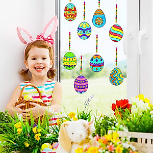 24 Sets Easter Egg Suncatcher Ornaments Decoration DIY Window Paint Art Stickers Craft Kit 8 Designs Easter Egg Suncatchers for Kids Classroom Easter Spring Activity Art Projects Basket Party Favors