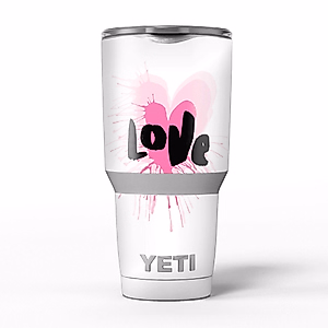 Design Skinz Splattered Pink Love - Skin Decal Vinyl Wrap Kit Compatible with The Yeti Rambler Cooler Tumbler Cups