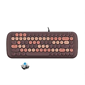 Mechanical Keyboard Wired 84 Keys Gaming Keyboard Mixed Color Retro Round Keycaps Keyboard for PC Gamer/Office/Home ​Computer (Color: Chocolate/Cherry Blossom Pink) (Color : Chocolate)
