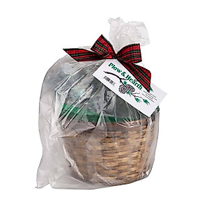 Plow and Hearth Color-Changing Fireplace Color Cones, 1 lb. in Gift Basket, Indoor/Outdoor Wood Fires, Fire Pit, Hostess Gift, Housewarming Gifts, 10 Minutes, Blue and Green Flames, 7" Dia. x 10" H