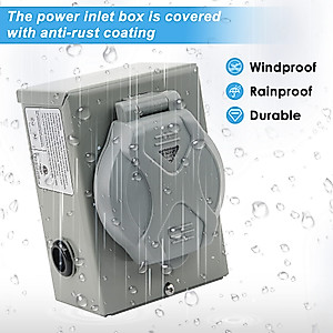 Luckyweld 50Amp Generator Power Inlet Box,125/250V, 12500W,NEMA SS 2-50P Generator Inlet Box,Waterproof, Outdoor Use