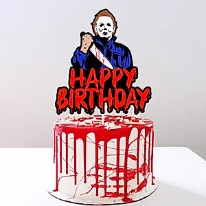 Culxfaiyr Have a Killer Cake Topper Horror Movie BIrthday Cake Decoration Murder Blood Knife Horrific theme Decor for Men Women Boys Girls Bday Party Event Anniversary Halloween Celebration Supplies