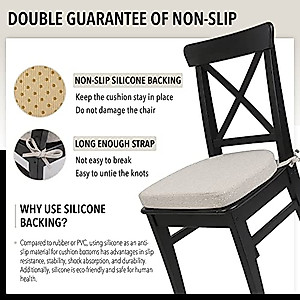 Tromlycs Chair Pads for Dining Chairs Cushions Kitchen 4 Pack Room Seat Indoor U Shaped Non Slip with Ties Set 16x17 Inch Farmhouse Light Linen