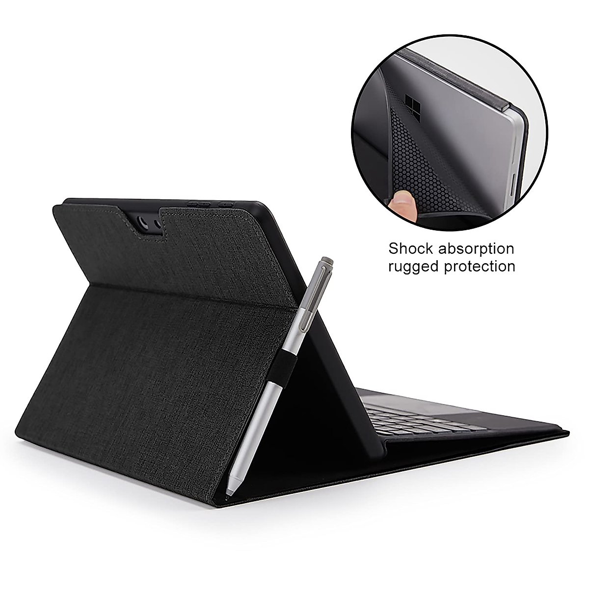 Omnpak Protective Case for Surface Go 4 2023/Go 3 2021/Go 2 2020/Go 2018 with Stylus Holder, Multiple Angle Slim Lightweight Cover, Compatible with Type Cover Keyboard（Keyboard Not Included）