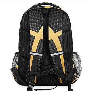 YoCosy Balck Gold Sport Basketball Backpack School Bookbag Laptop Purse Casual Daypack for Teen Girls Women Boys Men College Travel