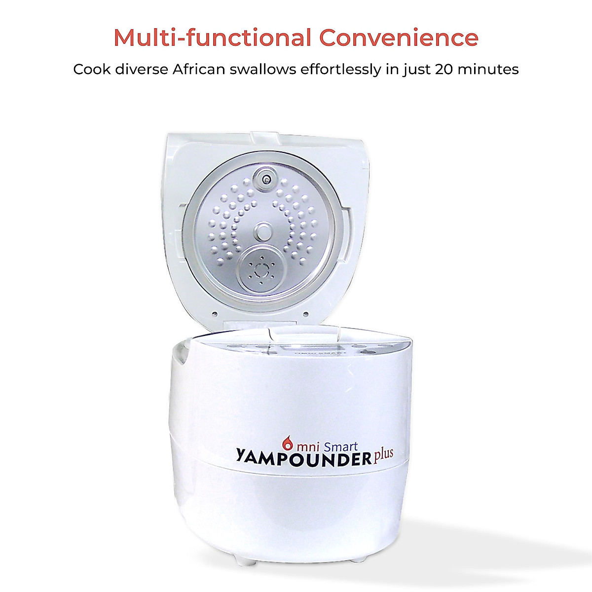 Omnismart Yampounder Plus, COOK AND POUND YAMPOUNDER Fufu Machine, 3L 700W Electric African Food Cooker to Make Pounded Yam, Poundoo Yam, Plantians, Cocoyams, Amala & Garri