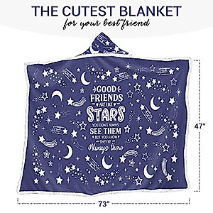 Friendship Gifts for Women Friends - Spring Summer Soft Blanket Hoodie - Mother 's Day Gifts for Friends Female - Best Friend Birthday Gifts for Women - Friends Stars Fleece Hooded Blanket