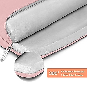 MOSISO 360 Protective Laptop Sleeve Bag Compatible with MacBook Air 15 inch M2 A2941 2023/Pro 16 inch 2023-2019/Pro Retina 15 A1398, 15-15.6 inch Notebook with 2 Same Front Pockets&Belt, Pink