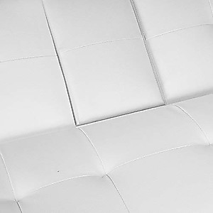 Topeakmart Adjustable Faux Leather Sofa Futon Modern Sofa Bed Convertible Sofa Couch Sleeper with Armrest Recliner Couch Home Furniture White