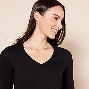 Amazon Essentials Women's Classic-Fit Lightweight Long-Sleeve V-Neck Sweater (Available in Plus Size), Black, X-Large