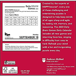 Daily Brain Games 2023 Day-to-Day Calendar