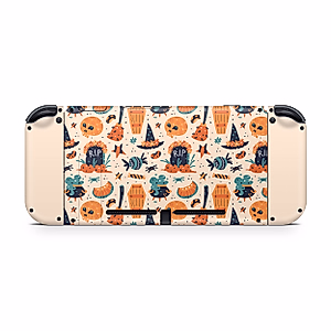 acky Design Spooky Skin Compatible with Halloween Nintendo Switch Skin Wrap Cover, Pumpkin Skin for Nintendo Switch Stickers, Premium Vinyl 3M Full Wrap Decal, Compatible with Joy-Con, Console, Dock