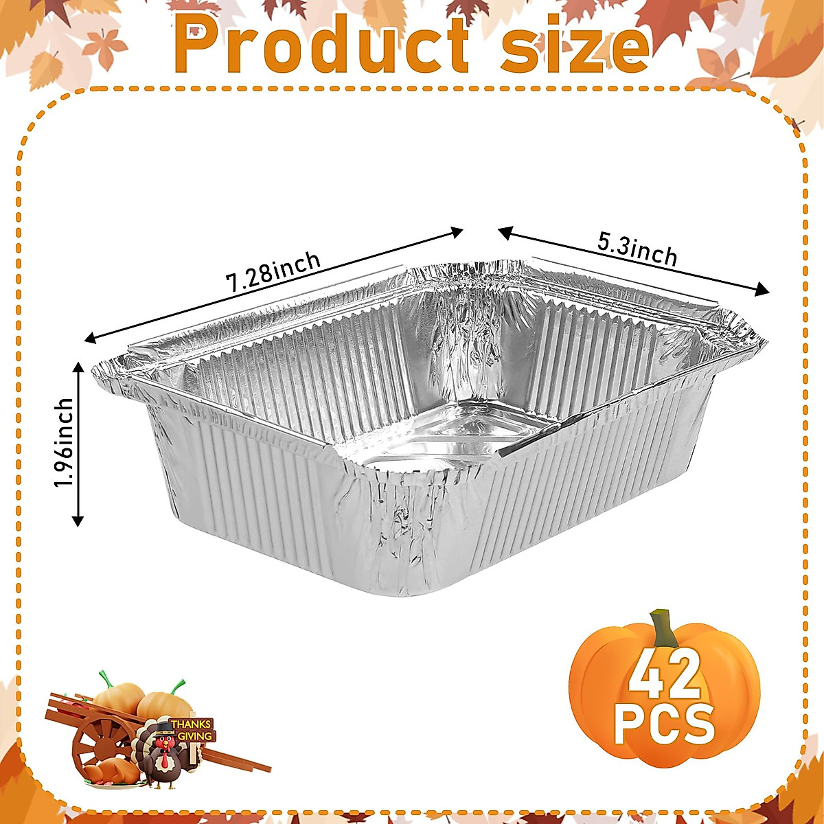 Thanksgiving Leftover Containers, 48 Pcs Thanksgiving Disposable Tin Foil Food Containers with Lids Aluminum To Go Storage Pans Foil Trays for Fall Party Supplies Thanksgiving Party Favors