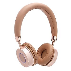 Contixo KB-200 Premium Kids Headphones with Volume Limit Controls (Max 85dB), Bluetooth Wireless Headphones Over-The-Ear with Microphone (Gold) - Best Gift