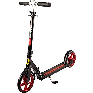 DAKOTT Ferrari Foldable Kick Scooter 2 Wheel, Quick-Release Folding System, Shock Absorption Mechanism, Large 200mm Wheels Scooters for Adults and Teens, Black, (FXA2080BLK)