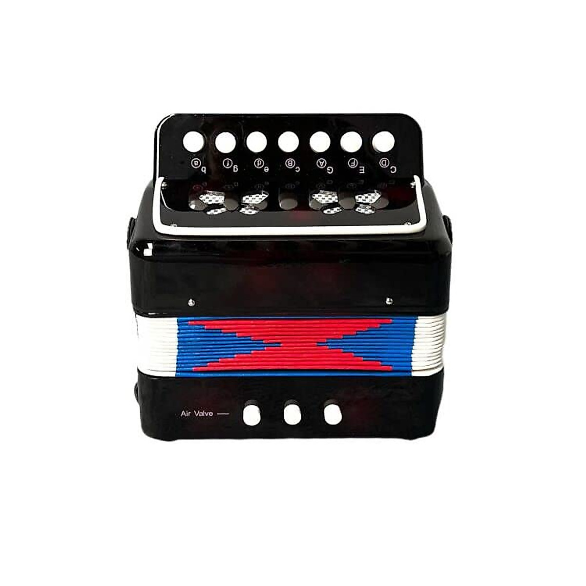 BORIYAM Mini Accordion Instrument, 10-Key Control Button, Christmas Performance & Family Music Educational Instrument (Black)