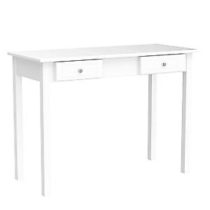 Nightcore Vanity Flip Top, Makeup Dressing Table Set with Square Mirror, 1, White