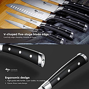 MAD SHARK Knife Set, Professional 5 Piece Kitchen Chef Knife Set, German High Carbon Stainless Steel Ultra Sharp Knives Sets, Ergonomic Handle Home Cooking Perfect Cutlery Set Gift