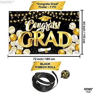 Big, Congrats Grad Banner - 72x44 Inch | Shiny Congrats Grad Banner 2022 - No DIY, 10 Feet | Graduation Banner for Class of 2022 Decorations | Large Graduation Banner for Gold Graduation Decorations