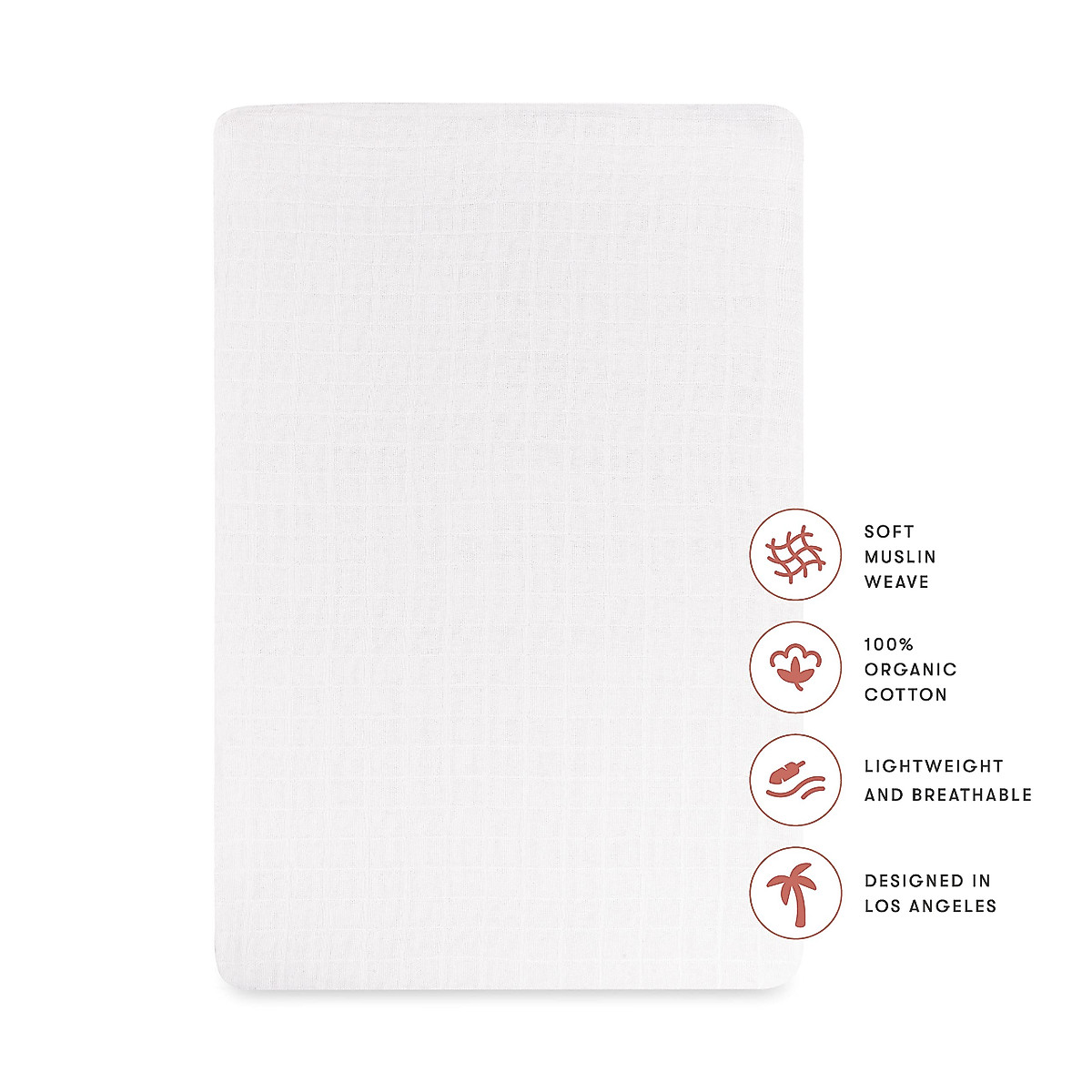 Babyletto Muslin Baby Bassinet Sheets for Girls & Boys - GOTS Certified Breathable Organic Cotton Bassinet Cover - Baby Boy Bassinet Sheets Rectangle - 360° Fitted Bedside Bassinet Sheets, White