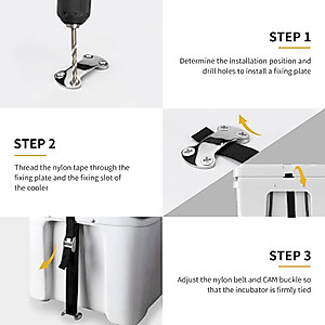 Cooler Tie Down Kit, Cooler Tie Down Fixed Straps for YETI & RTIC Coolers to Prevent Skids and Bumpy in Ship Deck Truck Chassis Trailers, with 316 Stainless Steel Plates and Screws