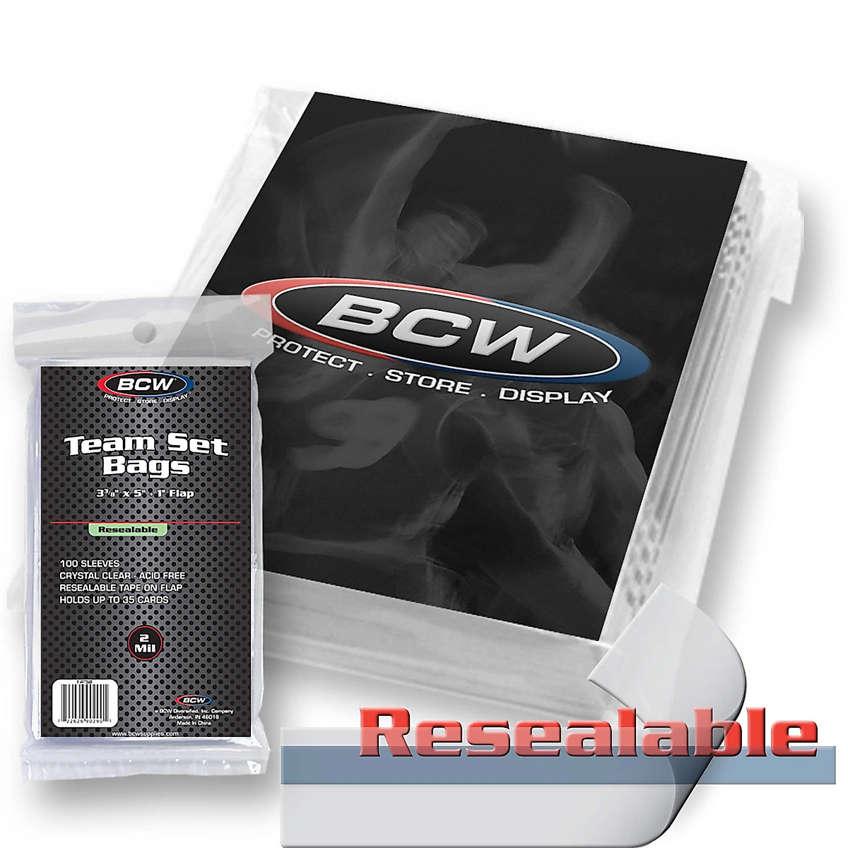 BCW Resealable Graded Card Sleeves - 300 ct | Clear Polypropylene Protection for PSA, Beckett & More | Secure Adhesive Strip | Fits Trading Cards, Sports Cards, and Collectible Cards