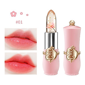 3 Pcs/Set Flower Jelly Lipstick Set Temperature Change Moisturizer Long Lasting Nutritious Balm Magic Color Change Lip Gloss (3Pcs Flower Jelly Lipstick A)
