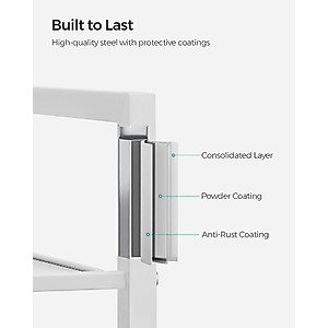 SONGMICS 6-Tier Storage Rack, Bathroom Shelf, Extendable Plant Stand with Adjustable Shelf, for Bathroom, Living Room, Balcony, Kitchen, Classic White UBSC036W01