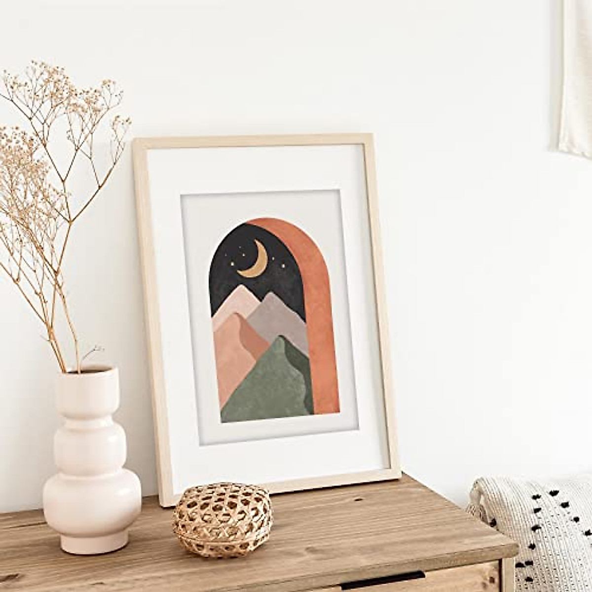 Canssape Boho Wall Art Set of 6 Geometric Abstract Wall Poster for Bedroom Mid Century Modern Wall Art 8"x10"Boho Wall Decor for Room Aesthetic (Unframed)(Green)