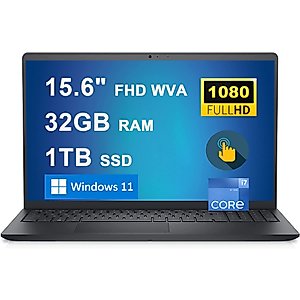 Dell Inspiron 15 3000 3520 Business Laptop 15.6" FHD WVA Anti-Glare Touchscreen 12th Generation Intel 10-Core i7-1255U Processor 32GB RAM 1TB SSD Intel Iris Xe Graphics FHD Webcam HDMI Win11