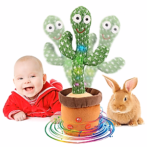 MILEGI Volume Adjustable Dancing Cactus Talking Cactus Baby Toys Singing Toys, Baby Cactus Repeating What You Say Baby Boy Toys Imitation Toys Glowing Musical Toys Children's Toys