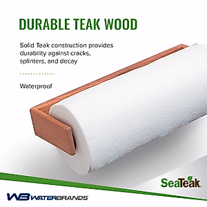 SeaTeak Wall Mount Paper Towel Holder | Wooden Wall Paper Towel Holder | Modern Wall Paper Towel Holder | 12.25" L x 4.38" W x 1.88" H