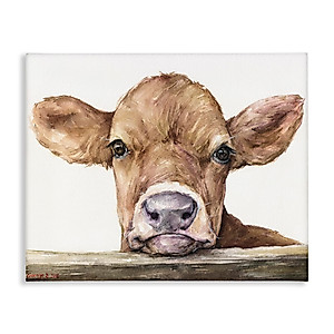 Stupell Industries Cute Baby Cow Animal Watercolor Painting Canvas Wall Art Design By Artist George Dyachenko