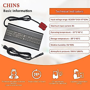 CHINS Bluetooth LiFePO4 Battery Smart 48V 100AH Lithium Battery, Includes 48V 10A Lithium Battery Charger, Perfect for Golf Cart, Trolling Motor, Marine, Peak Current 500A
