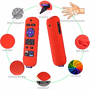 AKSHFETH Silicone Cover for Roku Ultra 2022 Remote/Roku Voice Remote Pro/RC-MC1 Shockproof Durable Protective Remote Case with Lanyard (Gray)