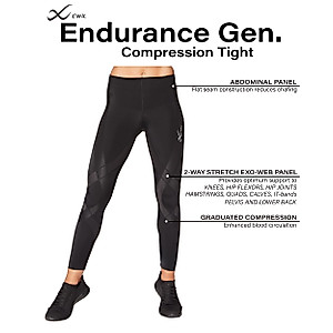 CW-X Women's Endurance Generator Joint and Muscle Support Compression Tight, High Performance Leggings for Running and Weight Lifting, Jet Black, X-Small
