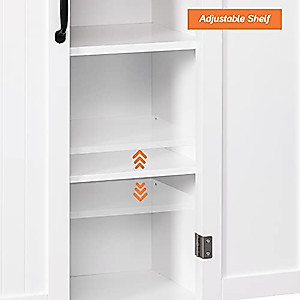 WAMPAT Bathroom Storage Cabinet, Wooden Floor Storage Cabinet with Adjustable Shelves for Living Room, Entryway, Space Saving, White