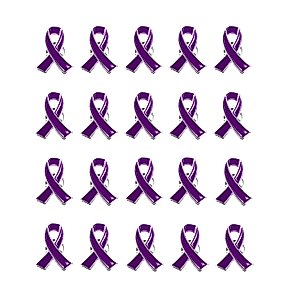 Purple Ribbon Awareness Pin 20 Pcs Domestic Violence Epilepsy Awareness Brooch Enamel Lapel Pins Hope Pins