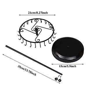 Qaeoity Rotating Necklace Holder Jewelry Organizer Display Stand 14-Inch with 23 Hooks Black, short-black, 8.27*5.9*13.8inch (HS01)